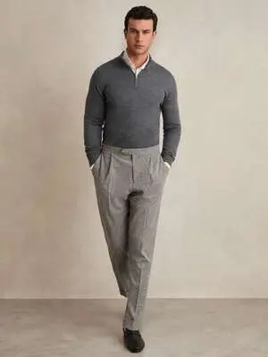 REISS Wool Half-zip Funnel Neck Jumper - Grey