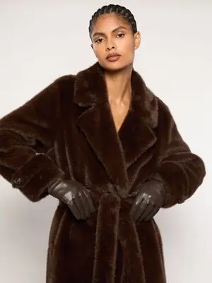 REISS Leather Gloves - Chocolate