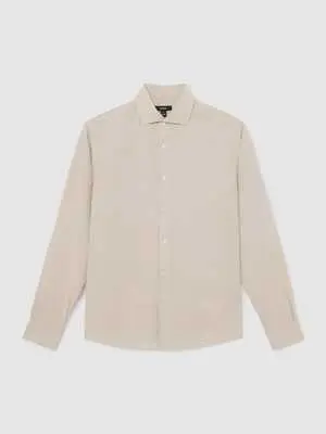 REISS Blend Regular-fit Shirt - Stone
