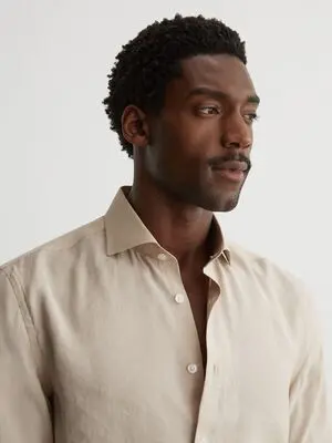 REISS Blend Regular-fit Shirt - Stone