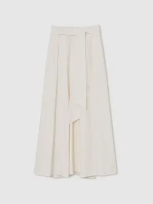 REISS Cotton-blend Pleated Maxi Skirt