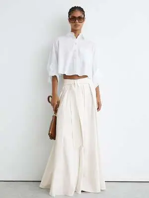 REISS Cotton-blend Pleated Maxi Skirt
