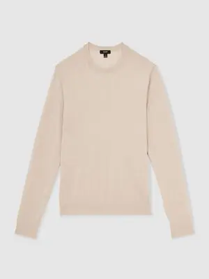 REISS Merino Wool Crew Neck Jumper - Beige