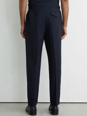 REISS Virgin Wool Pinstripe Side-adjuster Suit Trousers Tailored-fit