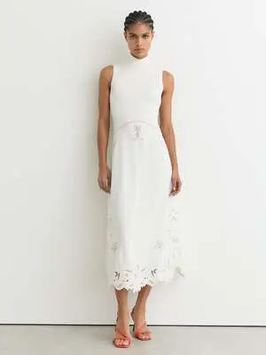 REISS Knit Woven Midi Dress