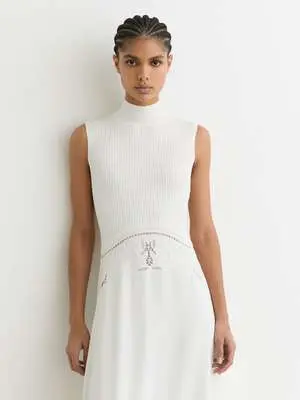 REISS Knit Woven Midi Dress