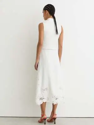 REISS Knit Woven Midi Dress