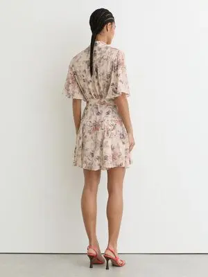 REISS Metallic-floral Flippy Mini Dress