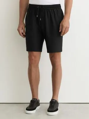 REISS Ajay Seersucker Drawstring Shorts - Black