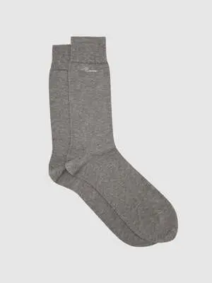 REISS Cotton-blend Script-logo Socks - Grey