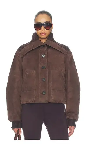 Attico Suede Bomber Jacket In . Also - Brown