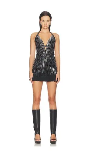 HAELO Gradient Studded Mini Dress In . Also - Black
