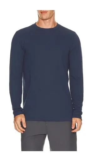 Travis Mathew Cloud Waffle Crew Long Sleeve Tee - Blue