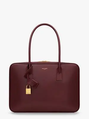 Saint Laurent Sac De Jour In Box Leather Handbag With Metal Lock Detail - Red