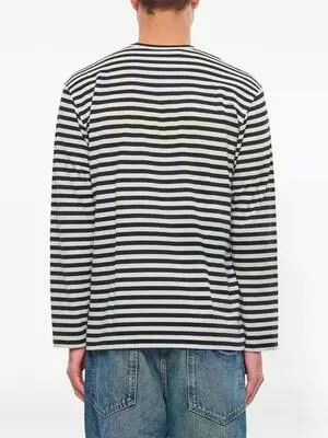 Play Comme Des Garcon Heart-patch Striped T-shirt