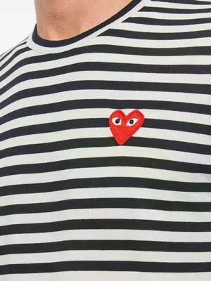 Play Comme Des Garcon Heart-patch Striped T-shirt