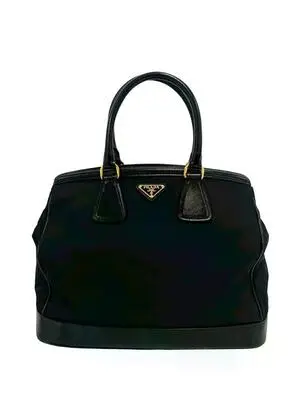 Prada 2013-2026 Saffiano Trimmed Tessuto Handbag - Black
