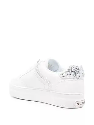 Guess Rhinestone Embellished Leather Sneakers