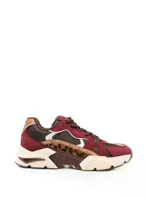 Guess Panelled Leopard Print Sneakers - Red