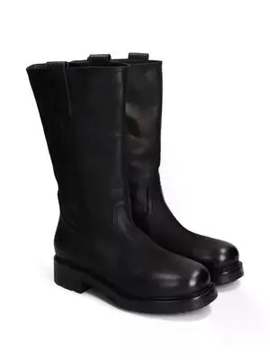 STRATEGIA SHOES Pull-tab Leather Boots - Black
