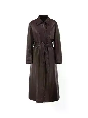 Herno Belted Leather-effect Trench Coat - Red