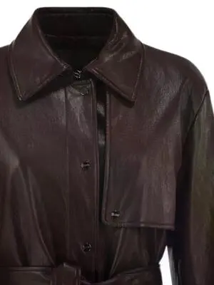 Herno Belted Leather-effect Trench Coat