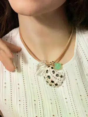 DEZSO Kyanite Diamond Shell Pendant