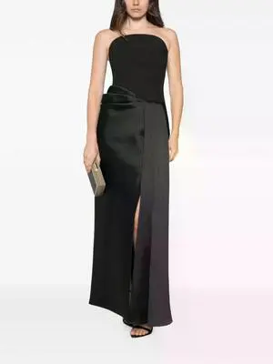 Solace London Strapless Draped Maxi Dress - Black