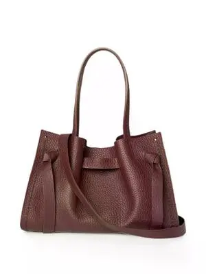 VISONA` Vittoria Grained-leather Knotted Tote Bag - Red
