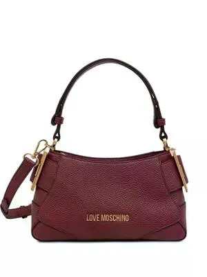 Moschino Logo-plaque Pebbled-effect Shoulder Bag - Red