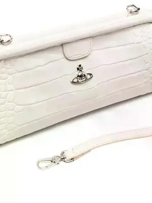 VIVIENNE WESTWOOD Orb Croc-effect Clutch Bag - Neutrals