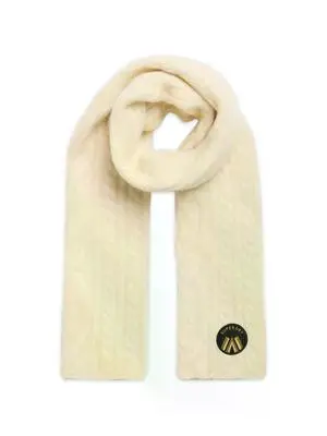 Superdry Cable-knit Logo-patch Scarf - Neutrals