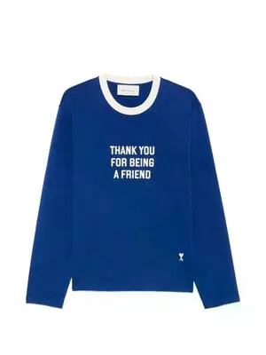 AMI Paris Slogan-print Long-sleeve T-shirt