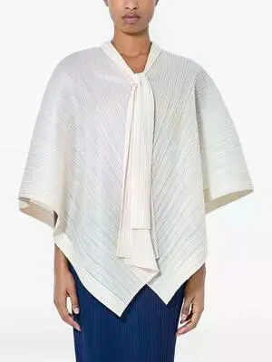 Issey Miyake Tie-neck Pleated Blouse - Neutrals