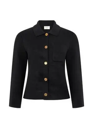 Saint Laurent Polo Cardigan In Wool - Black