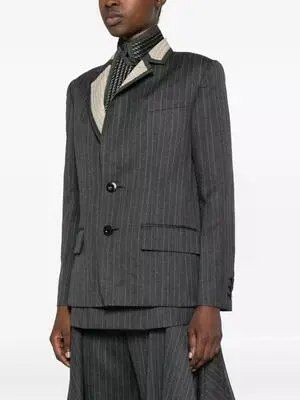 Sacai Pinstripe Peplum Hem Blazer
