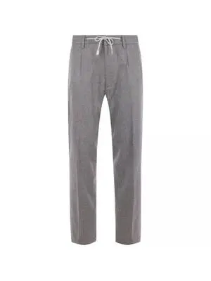 Eleventy Drawstring-waist Melange Trousers - Grey