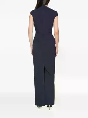 Solace London Arion Asymmetric Neck Cap Sleeve Maxi Dress - Blue