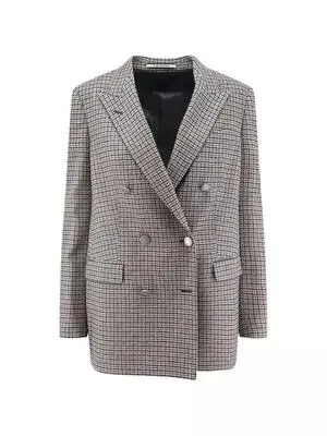 Tagliatore Check Double-breasted Blazer - Grey
