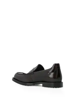 Balenciaga Square Toe Loafers With Metallic B Logo - Brown