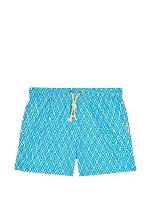 GASSA D AMANTE Praiano Geometric-print Swim Shorts - Blue