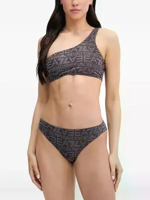 EA7 Logo-print One-shoulder Bikini - Grey