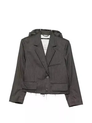 SONG FOR THE MUTE Pinstripe Hooded Jacket - Grey