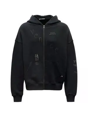 Palm Angels Embellished Logo-print Hoodie - Black