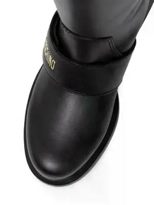Moschino Logo-strap Leather Boots
