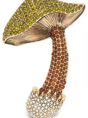 Max Mara Metal Brooch With Rhinestones Olive Green