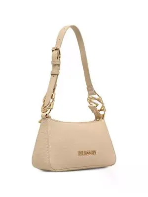 Moschino Logo-plaque Pebbled Shoulder Bag - Neutrals