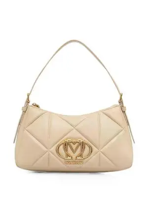 Moschino Quilted Logo-plaque Shoulder Bag - Neutrals