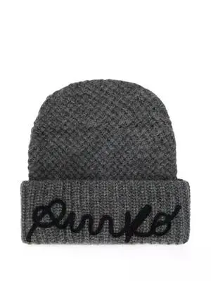 Pinko Logo-embroidered Chunky-knit Beanie Hat