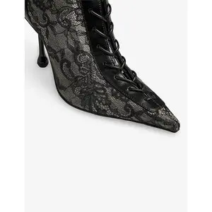 JIMMY CHOO Scarlett 95 Lace And Leather Ankle Boots